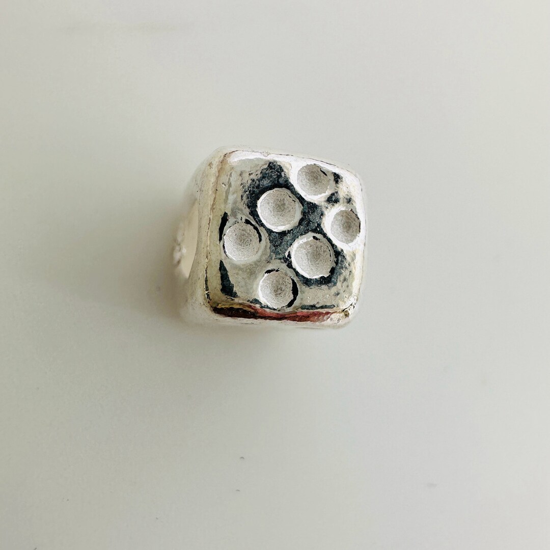 Solid Sterling Silver Dice Bead, 6mm, Hole 3mm - Etsy