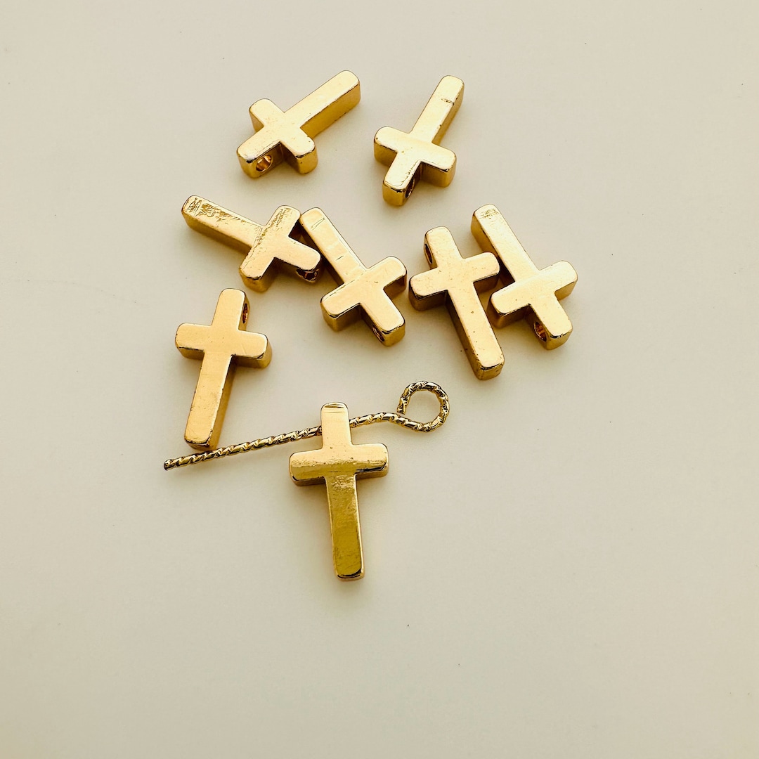 10 of Cross Beads / Gold Plated / 11x7mm / Hole 1mm - Etsy