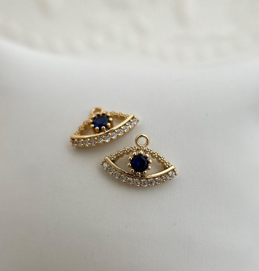 2 of 14k Gold Filled Delicate Cubic Eye Charm (9x12mm) - Etsy