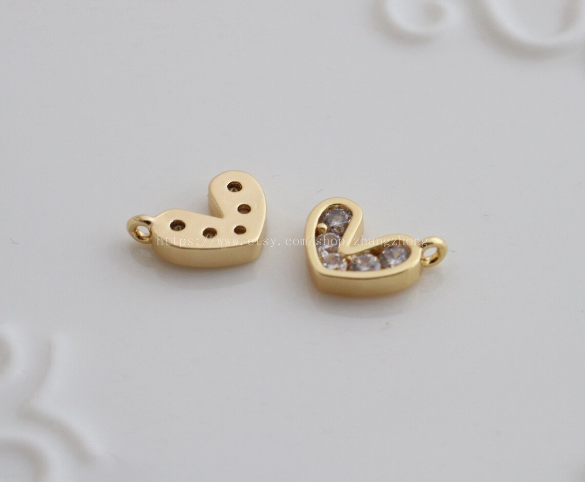 2pcs Gold Filled Delicate Crystal Heart Charm (9x9mm) - Etsy