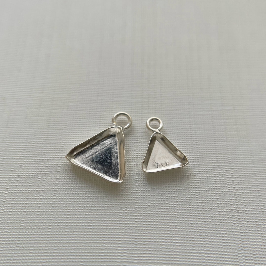 2 Pieces, Solid Sterling Silver Triangle Bezel Settings / 6mm / 9mm - Etsy