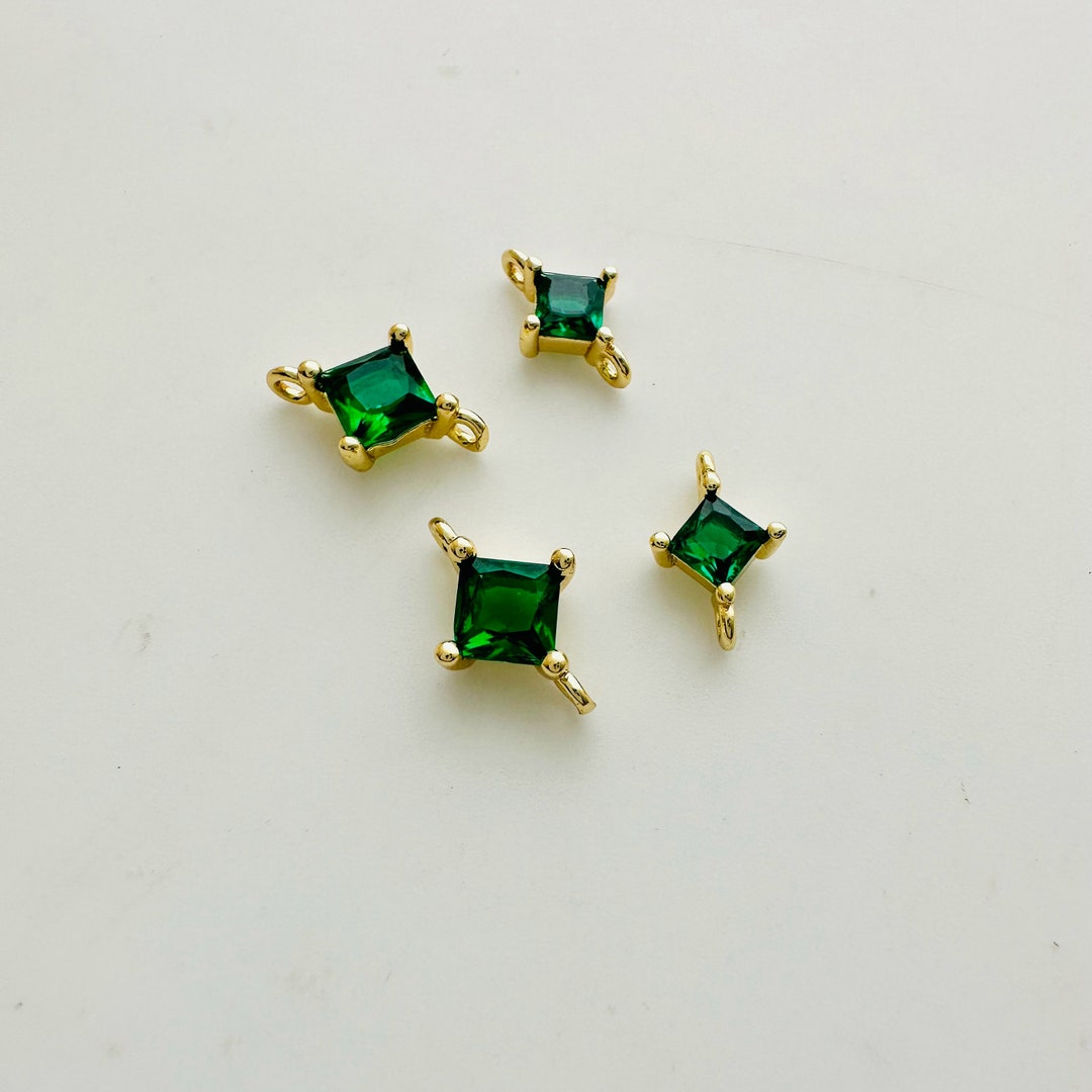 10 of Delicate Cubic Charm With 2 Loops (7x4mm/9x5mm) / 9k Gold Filled ...