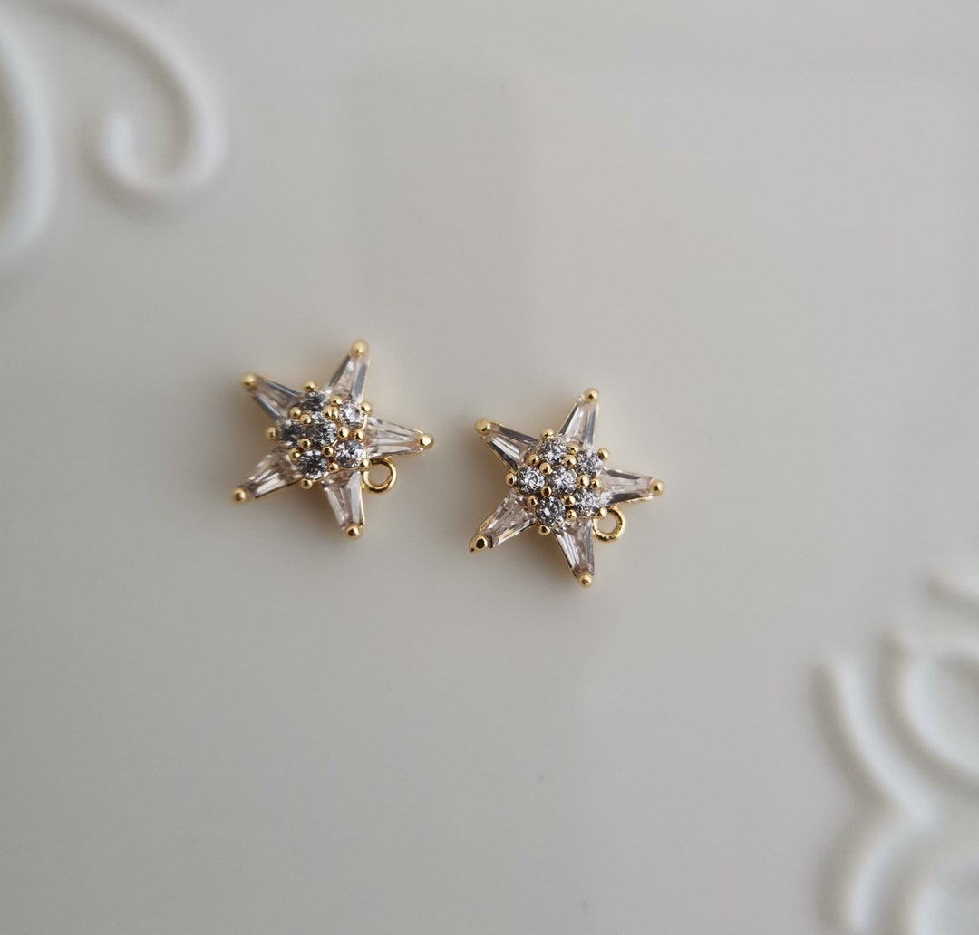 2pcs Gold Filled Delicate Crystal Star Charm (9x10mm) - Etsy