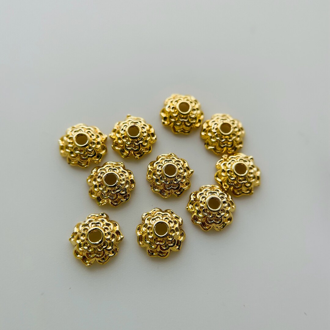 10 of 14K Gold Floral Bead Cap 7mm - Etsy