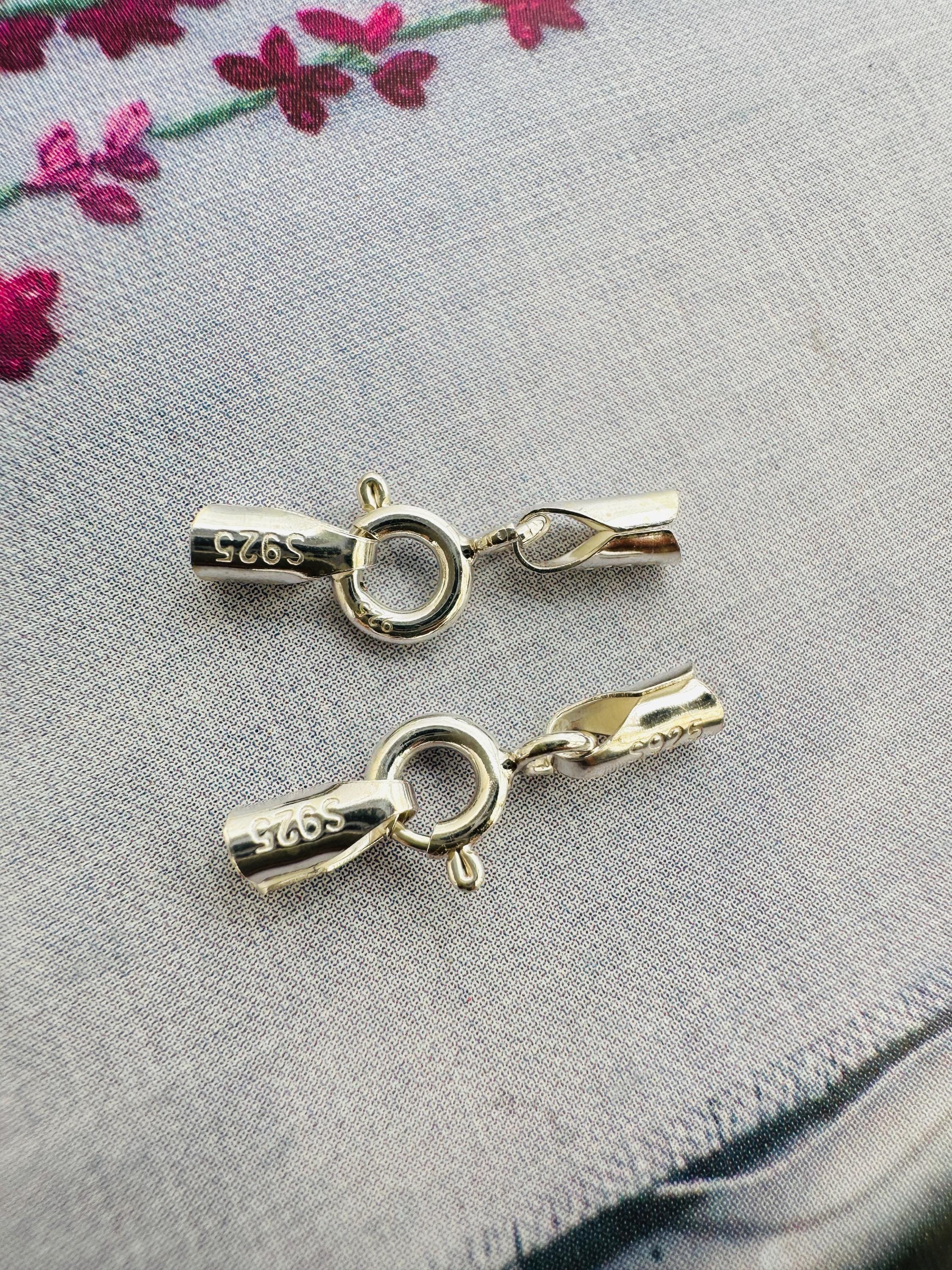 Sterling Silver Spring Clasp Sets With Crimp End Cap (5 Sets) - Etsy