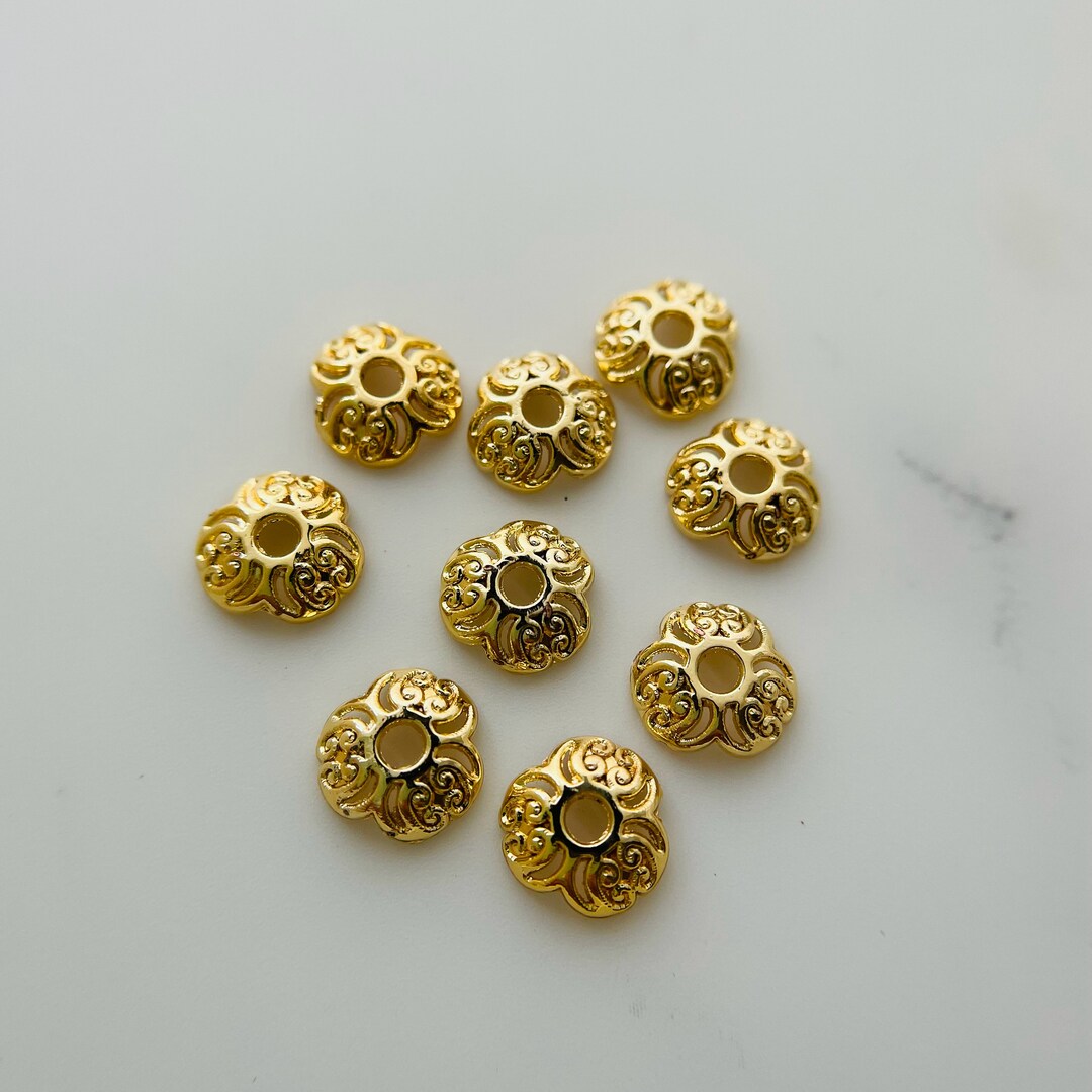 10 of 14K Gold Floral Bead Cap 8mm - Etsy
