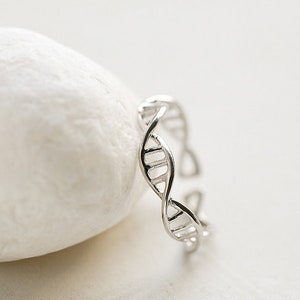 DNA 925 Sterling Silver Ring Adjustable DNA Ring Geek - Etsy