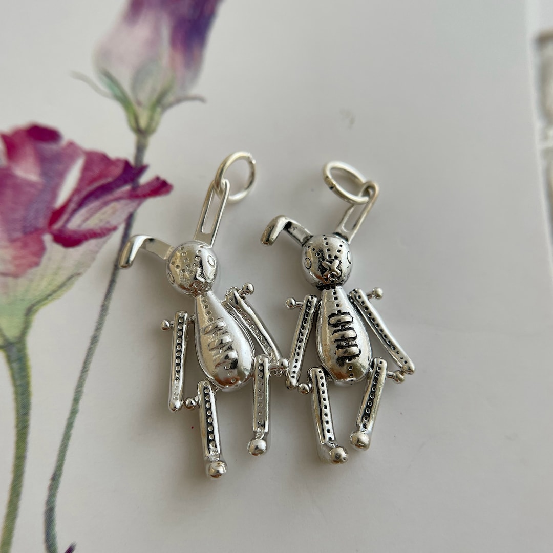Sterling Silver Bunny Charm / Movable / 26x10mm,1 Piece - Etsy