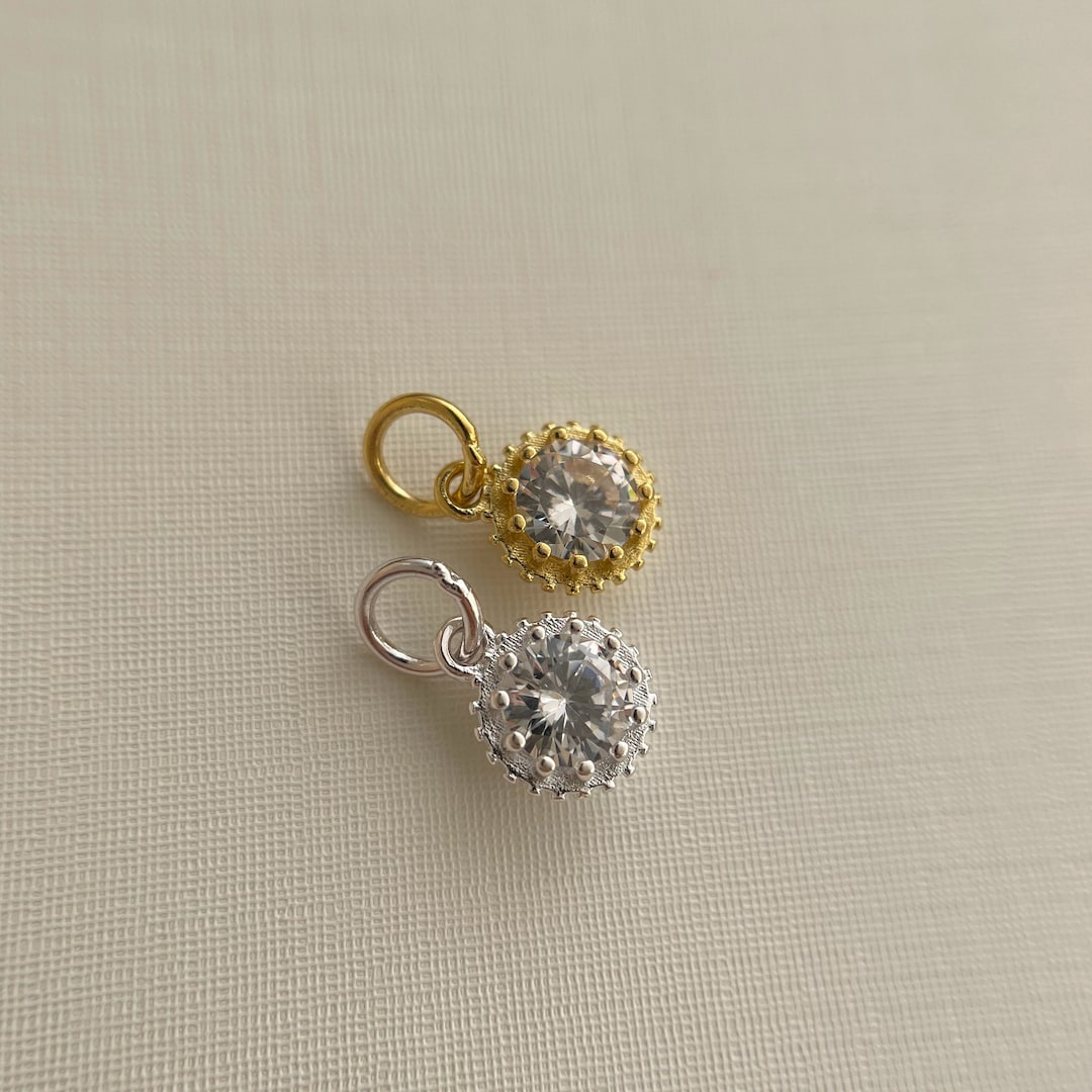 1 of Solid Sterling Silver Cubic Round Charm / 7mm - Etsy