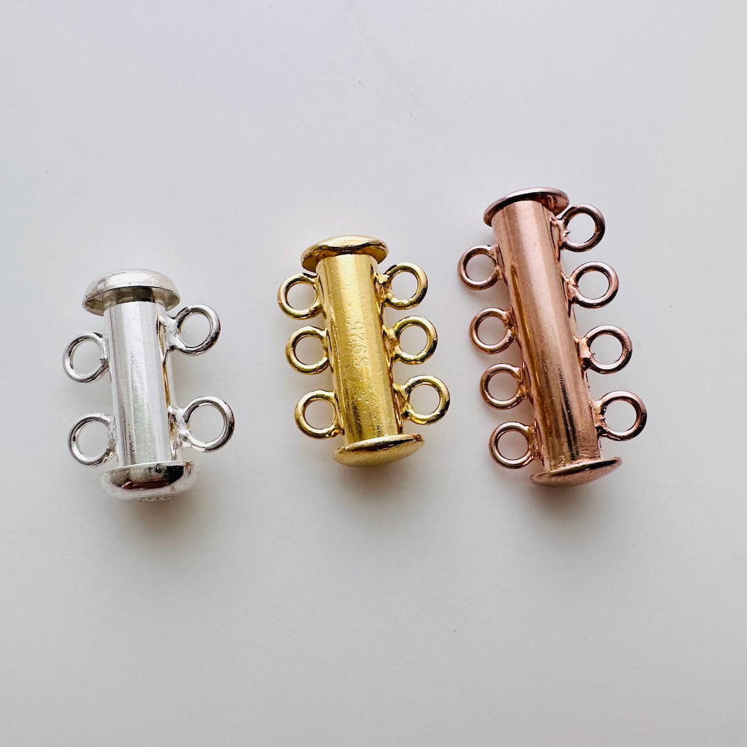 1pcs, Solid Sterling Silver Slide Clasp / Hole 3mm - Etsy