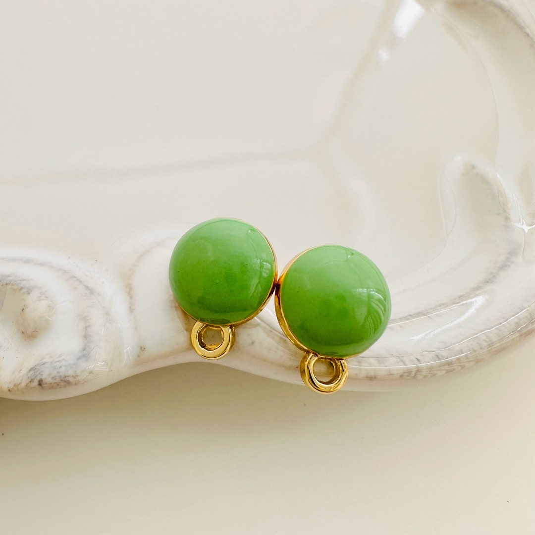4ps(2 Pairs) , Round Post Earrings With Loop / Gold Plated / 12x10mm - Etsy