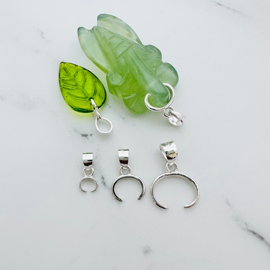 4 Pcs , Sterling Silver Half Moon Pinch Bail / Inner 3x3mm / 5x5mm ...