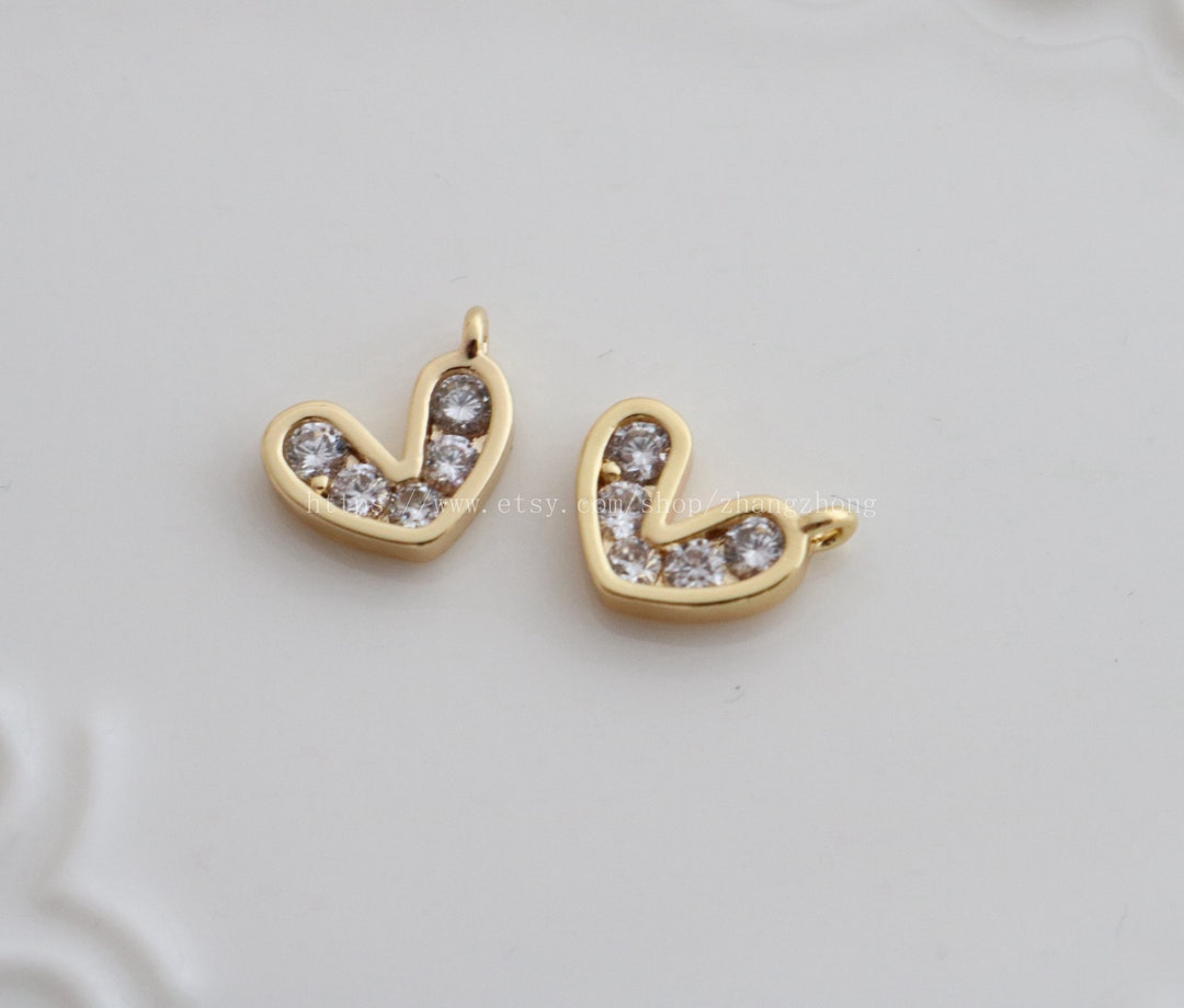 2pcs Gold Filled Delicate Crystal Heart Charm (9x9mm) - Etsy