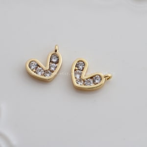 2pcs Gold Filled Delicate Crystal Heart Charm (9x9mm) - Etsy