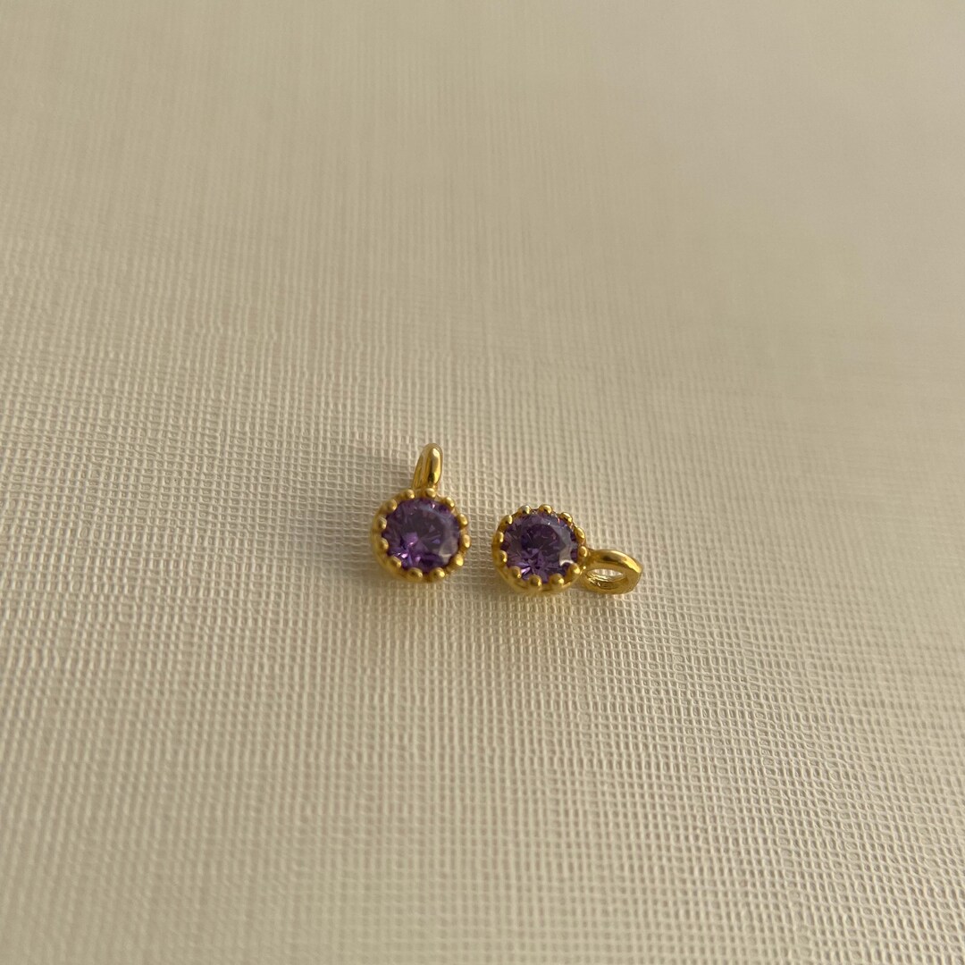 2 of Gold Over Sterling Silver Cubic Violet Charms / 5x3mm - Etsy