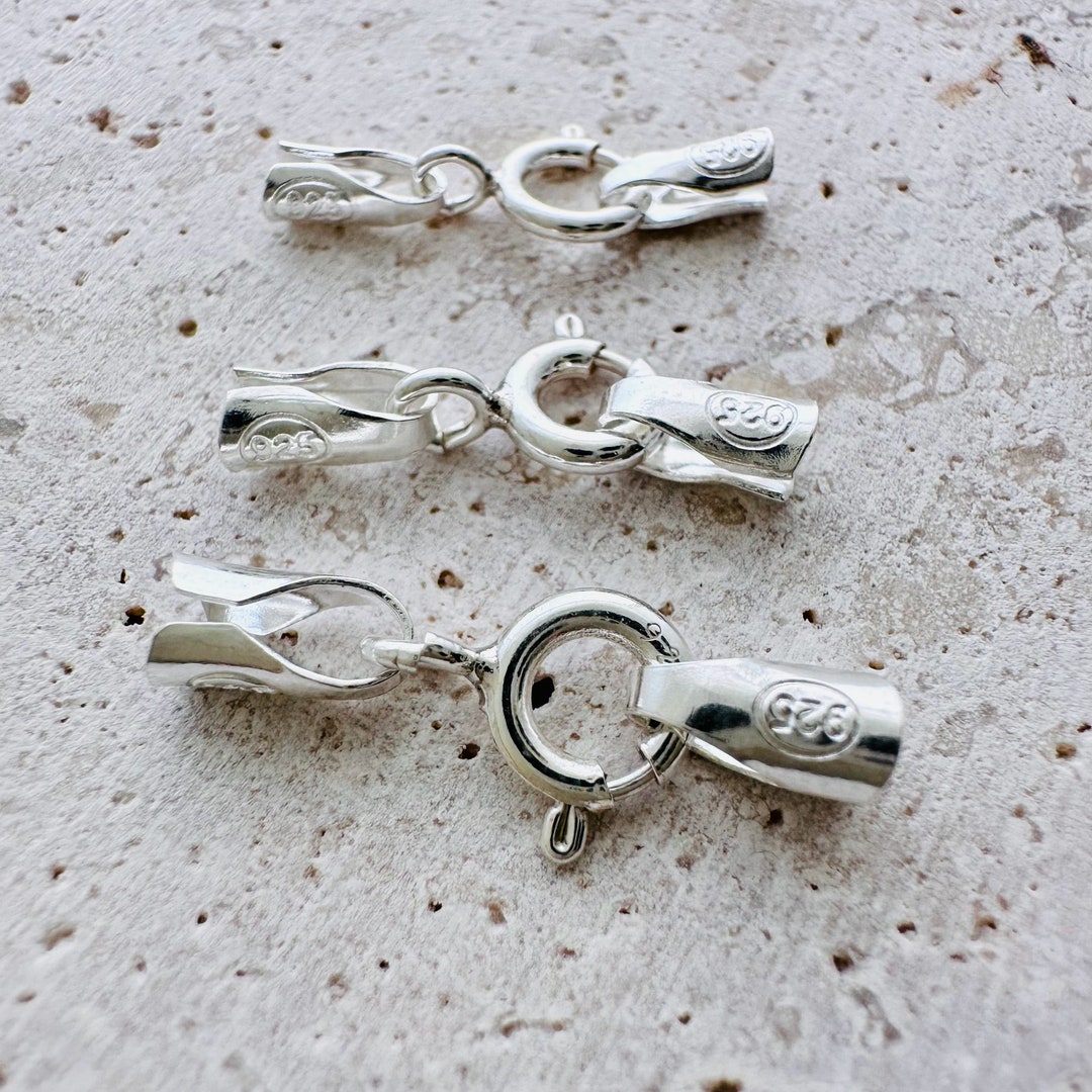 Sterling Silver Spring Clasp Sets With Crimp End Cap (5 Sets) - Etsy