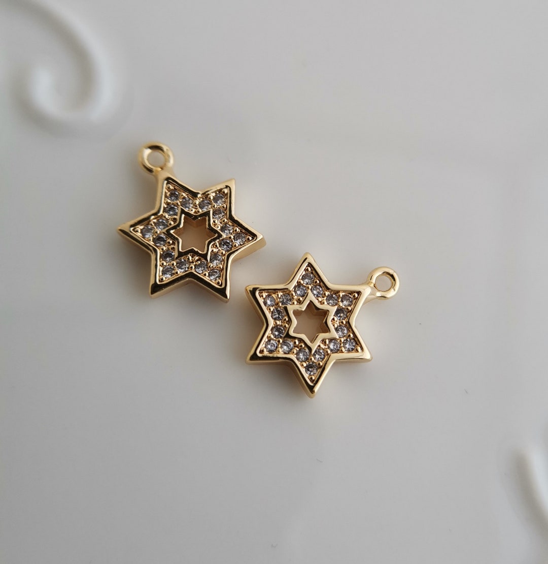2pcs Gold Filled Delicate Crystal Star Charm (13x9mm) - Etsy