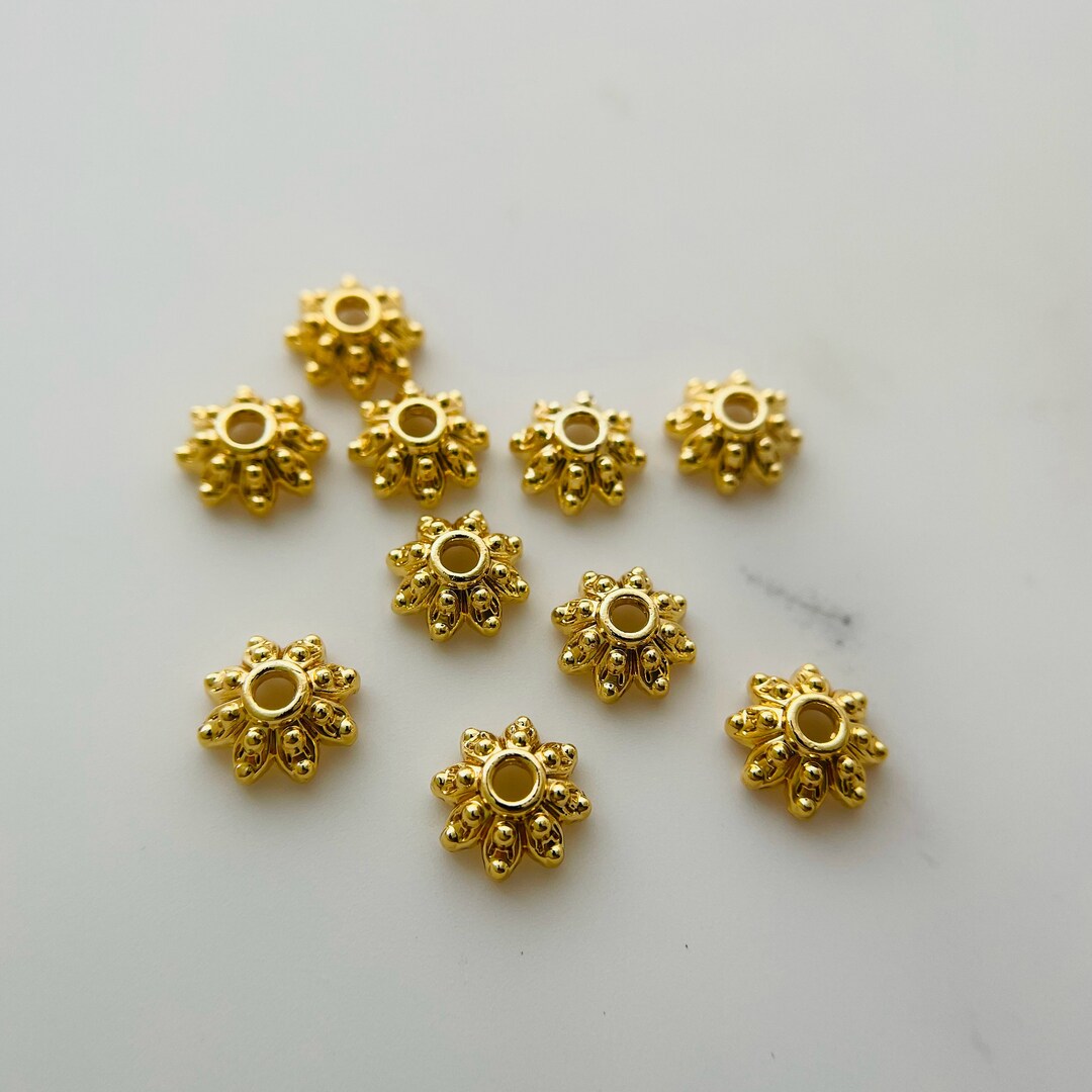 20 of 14K Gold Floral Bead Cap 8mm - Etsy