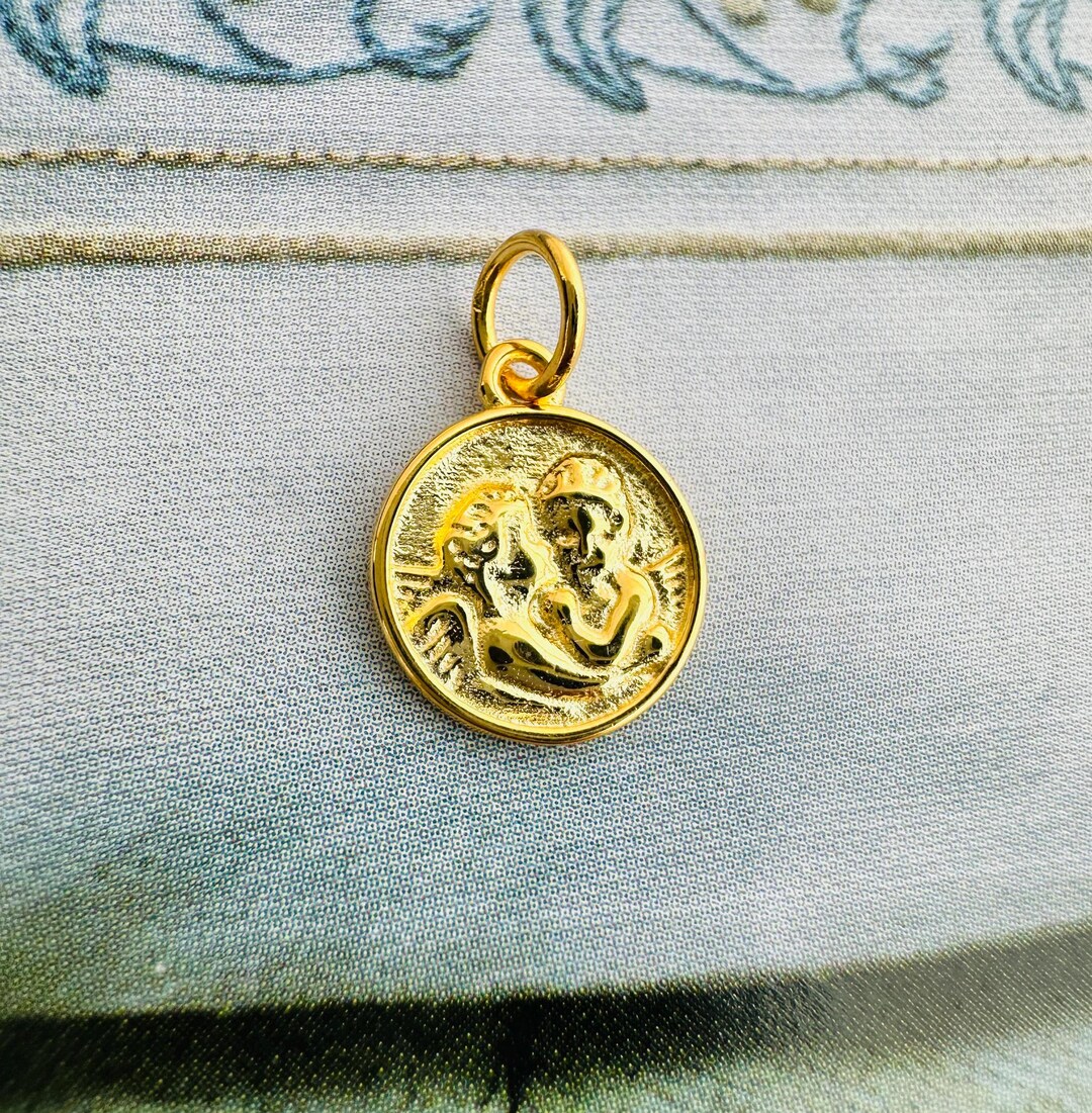 Solid Sterling Silver Gold Angel Coin Charm / 10x10mm / 1 Pcs - Etsy