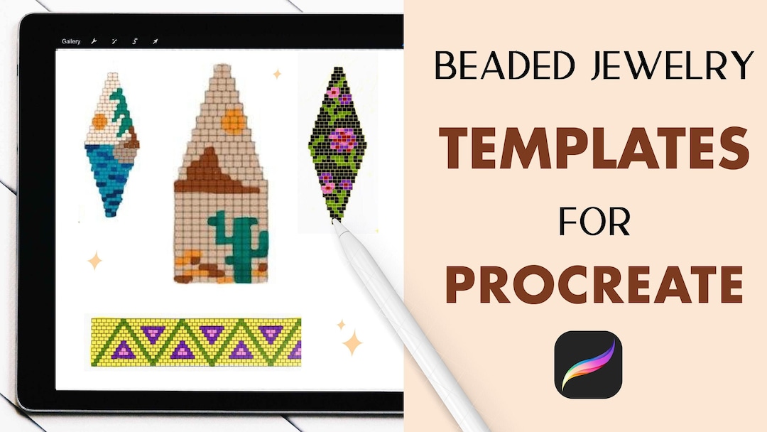 Beaded Earrings Templates - Procreate Brushes - Pattern Stamps for ...