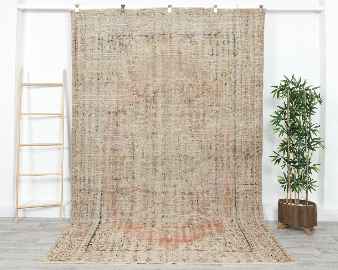 Worn Orange Turkish Rug, 6x10 Vintage Oushak Area Rug - Etsy UK