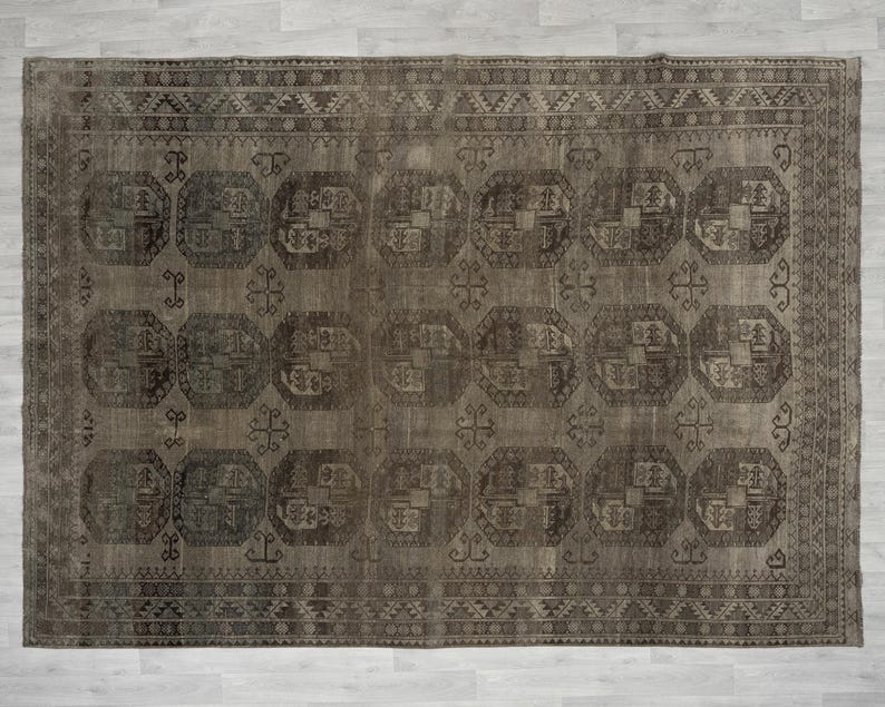 Antique Oushak Turkish Rug 8x11, Large Handmade Primitive Persian Rug ...