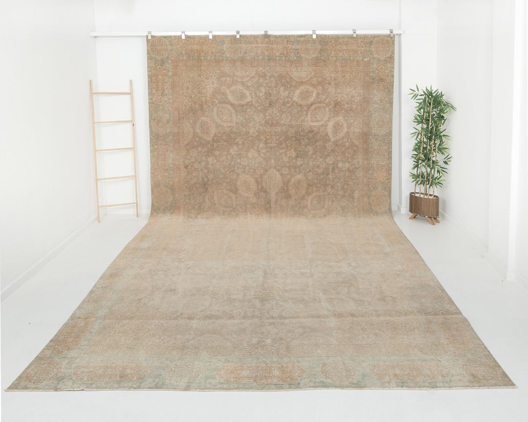 Large Turkish Rug 9x15, Vintage Persian Rug, Area Oushak Rug 9x15 ...