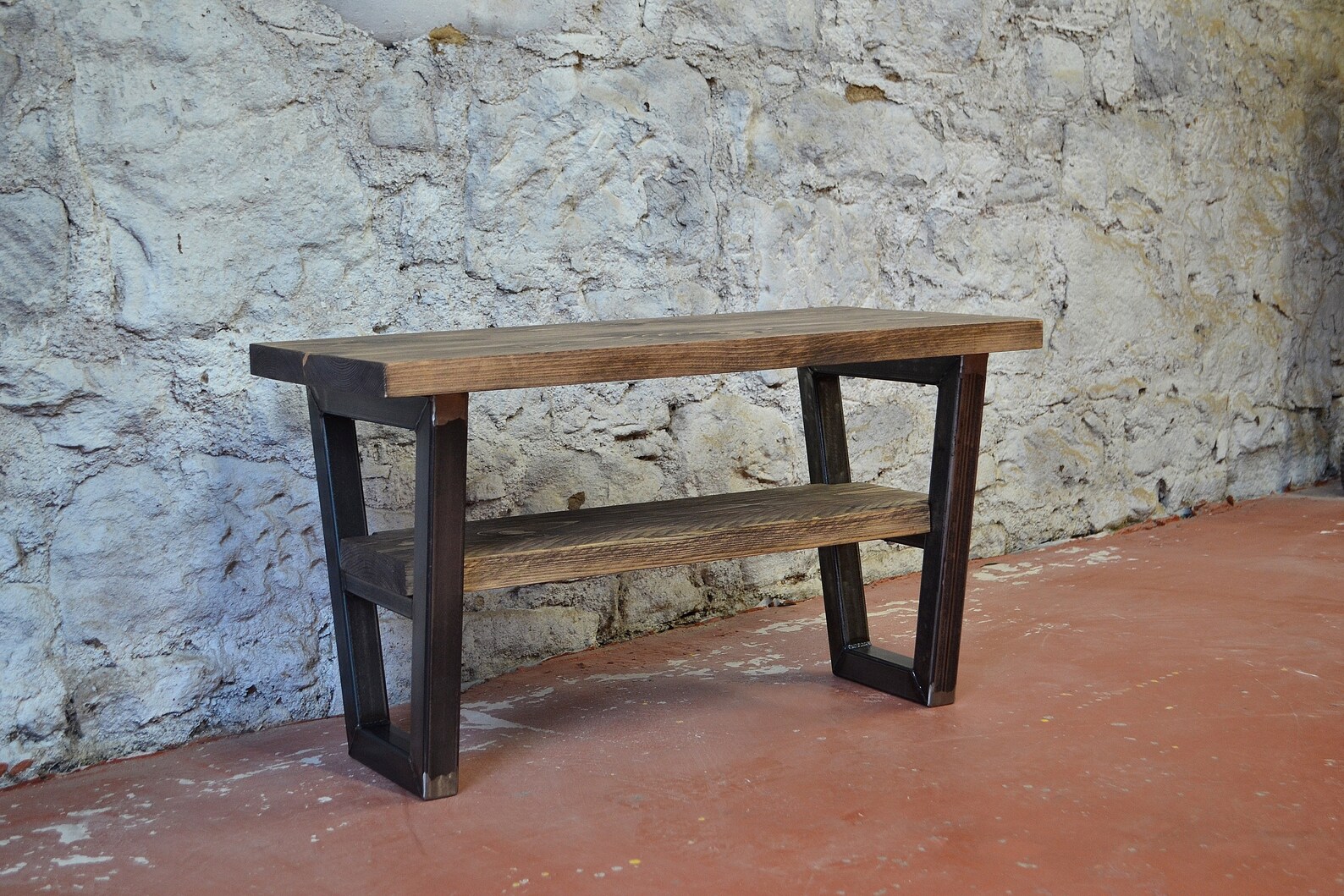 Hallway Shoe Rack Bench Trapezoid Steel Frame and Solid - Etsy UK