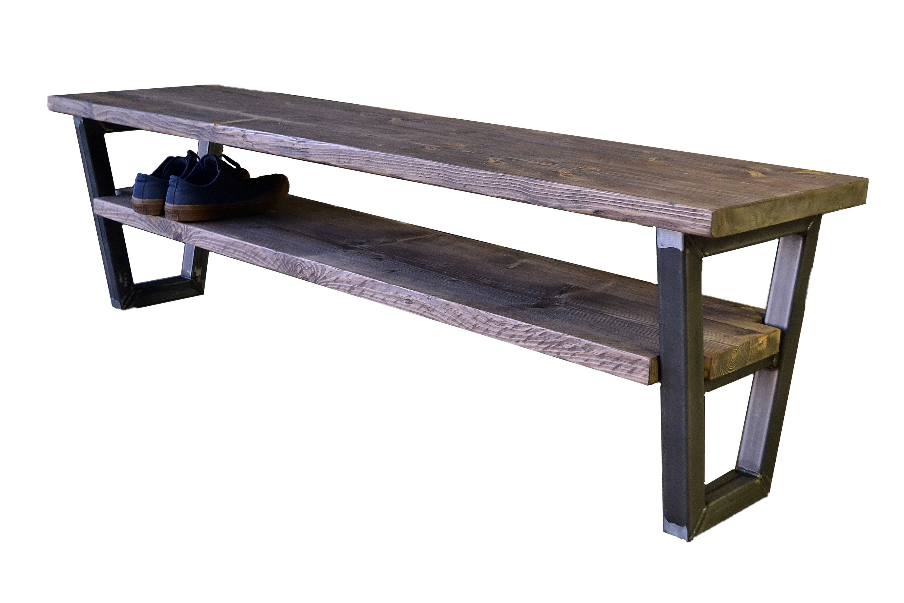 Hallway Shoe Rack Bench Trapezoid Steel Frame and Solid - Etsy UK