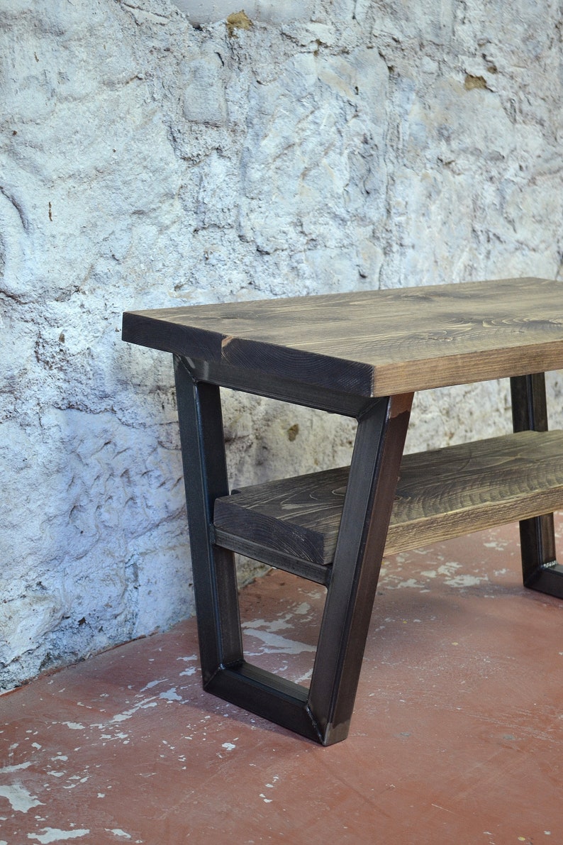 Hallway Shoe Rack Bench Trapezoid Steel Frame and Solid - Etsy UK