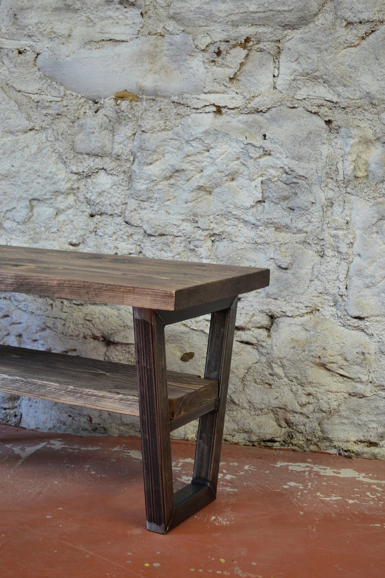 Hallway Shoe Rack Bench Trapezoid Steel Frame and Solid - Etsy UK