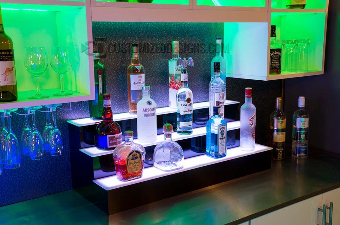 LED Illuminated Liquor Bottle Display Shelf - 42" Wide - Etsy