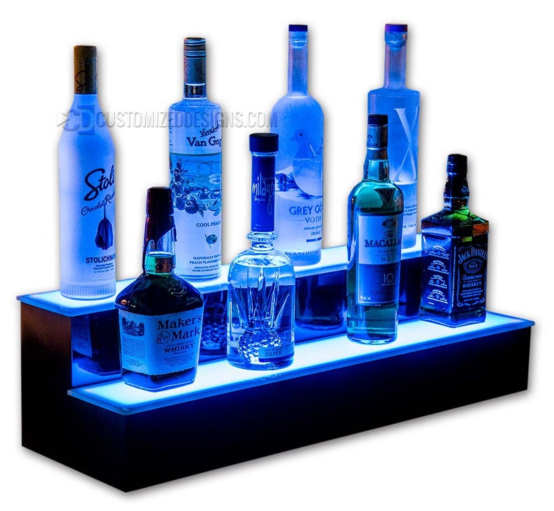 2 Step 30" Wide Liquor Bottle Display Steps With LED Lighting - Etsy