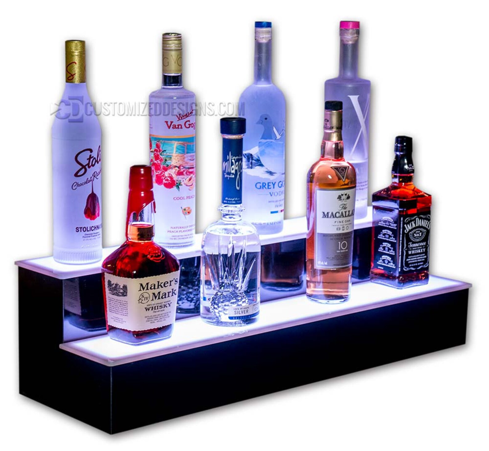 2 Step 30" Wide Liquor Bottle Display Steps With LED Lighting - Etsy
