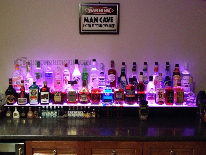 60" 2 Step LED Lighted Bar Shelves - Free Shipping! - Etsy