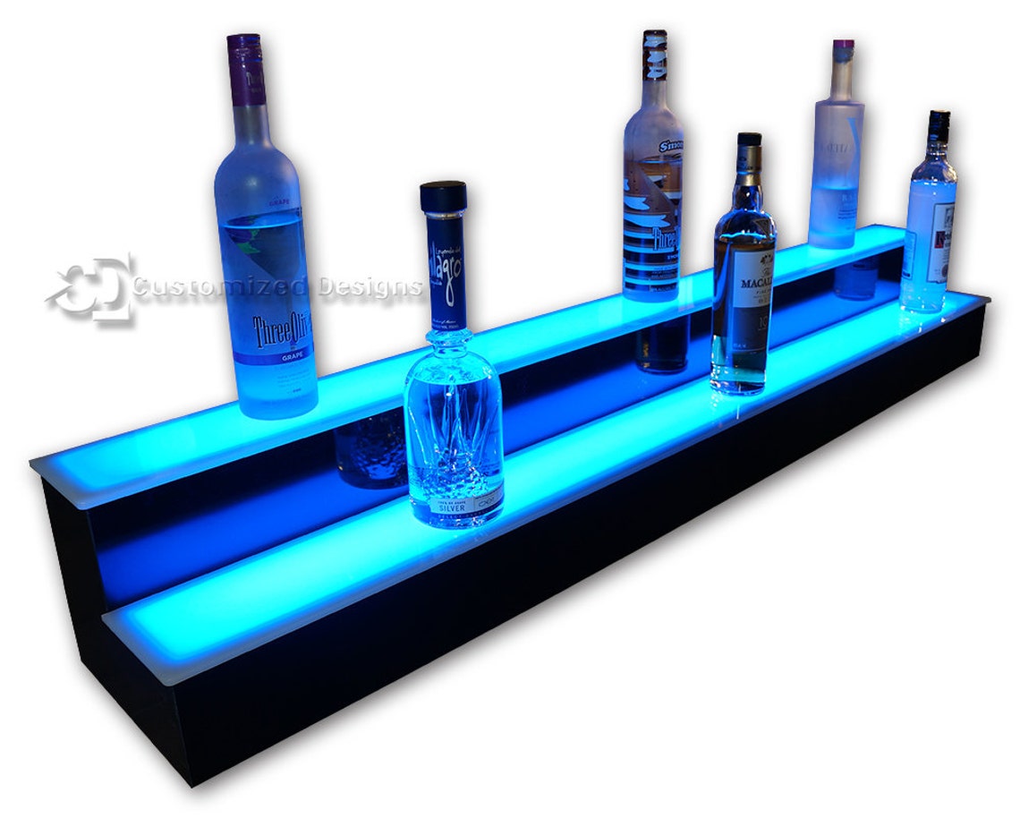 60" 2 Step LED Lighted Bar Shelves - Free Shipping! - Etsy