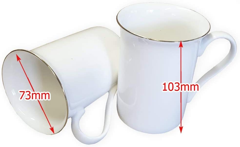 Set of 6 Fine Bone China Mugs With Gold Rim Gift Boxed Glossy White ...