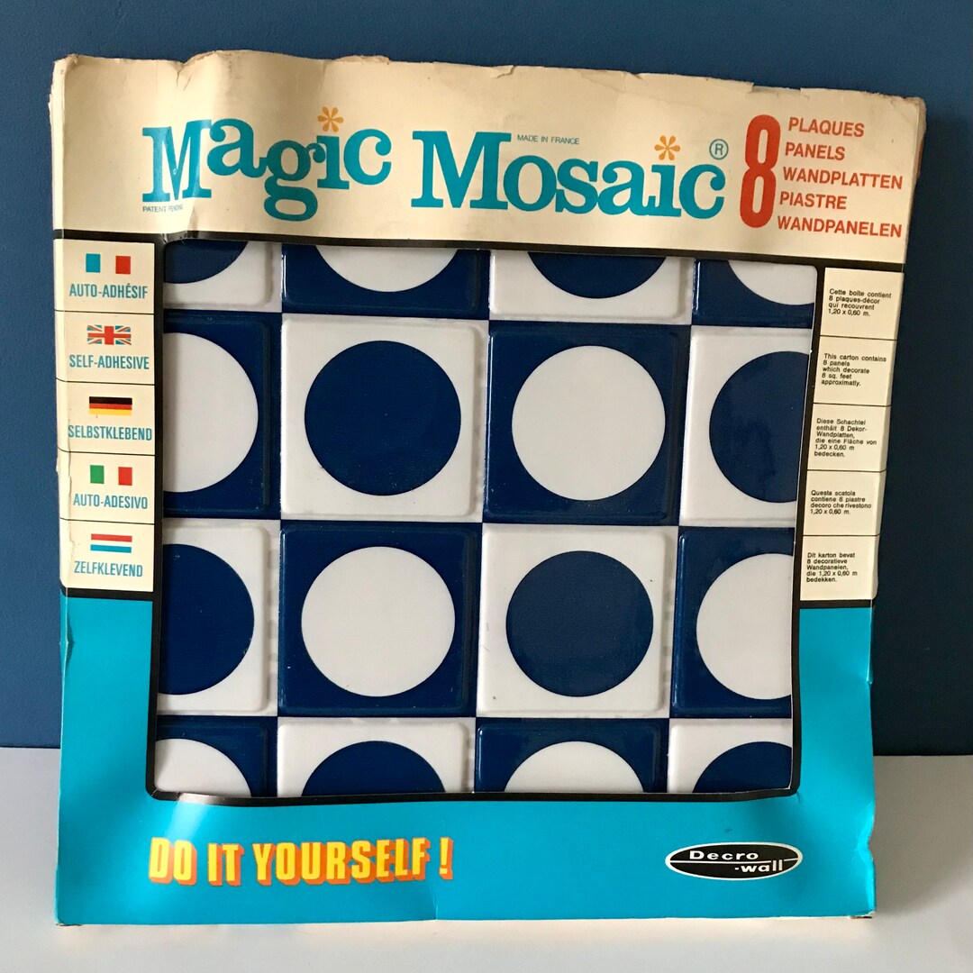 Vintage Vinyl Wall Tiles Navy Blue Spots Magic Mosaic by Decro Wall. - Etsy