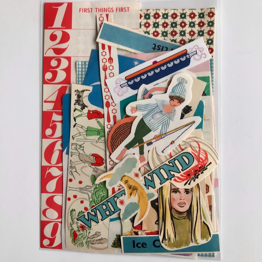 Vintage Mixed Scrap Paper Collage Pack People and Dog Illustrations. - Etsy