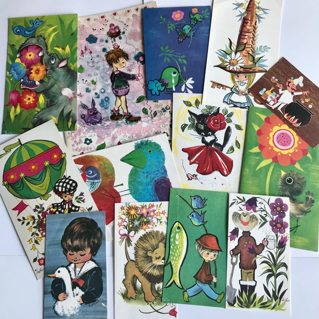 Vintage Gordon Fraser Used Greeting Cards, Marion Foster Illustrations ...