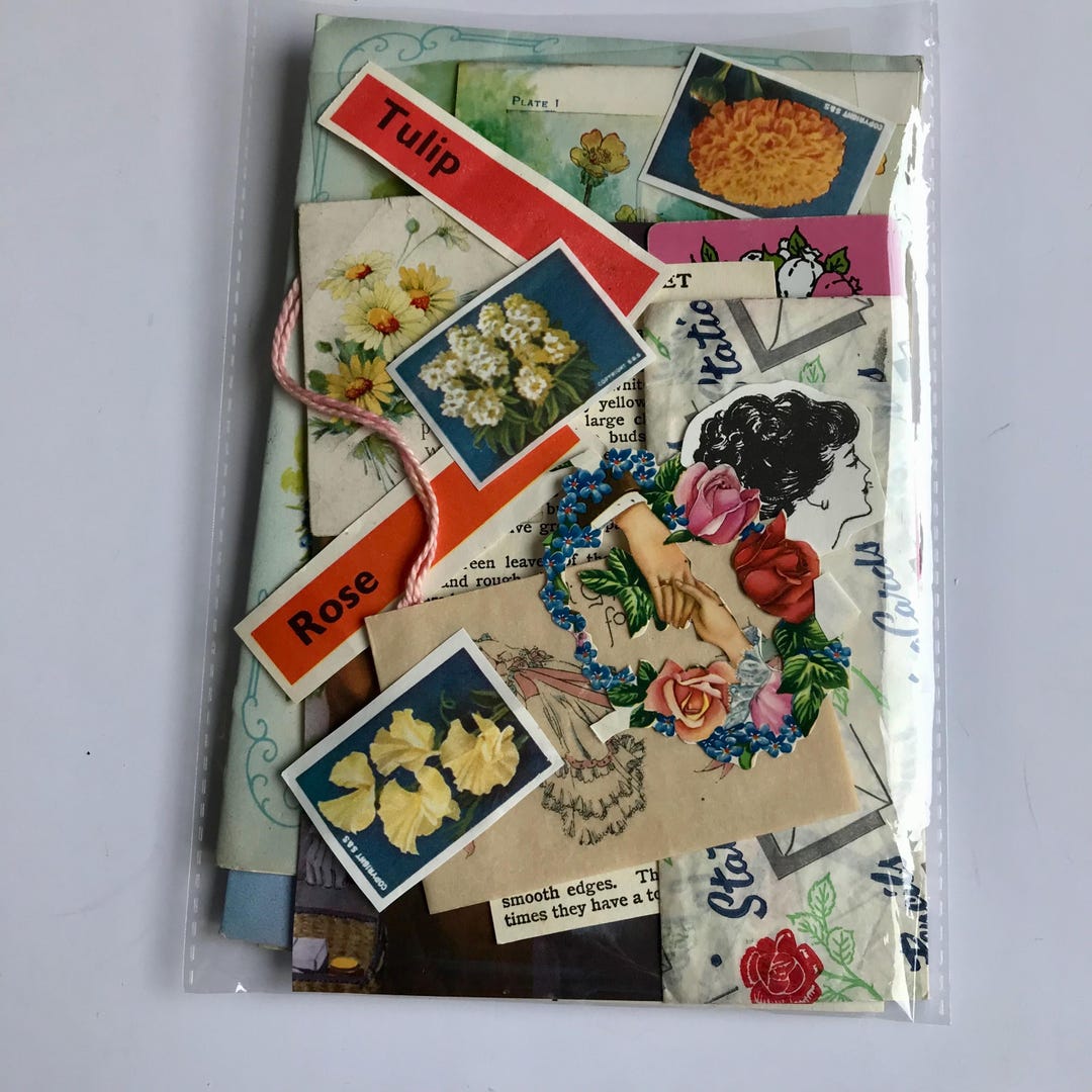 Vintage Scrap Paper Collage Pack Flower Theme. - Etsy UK