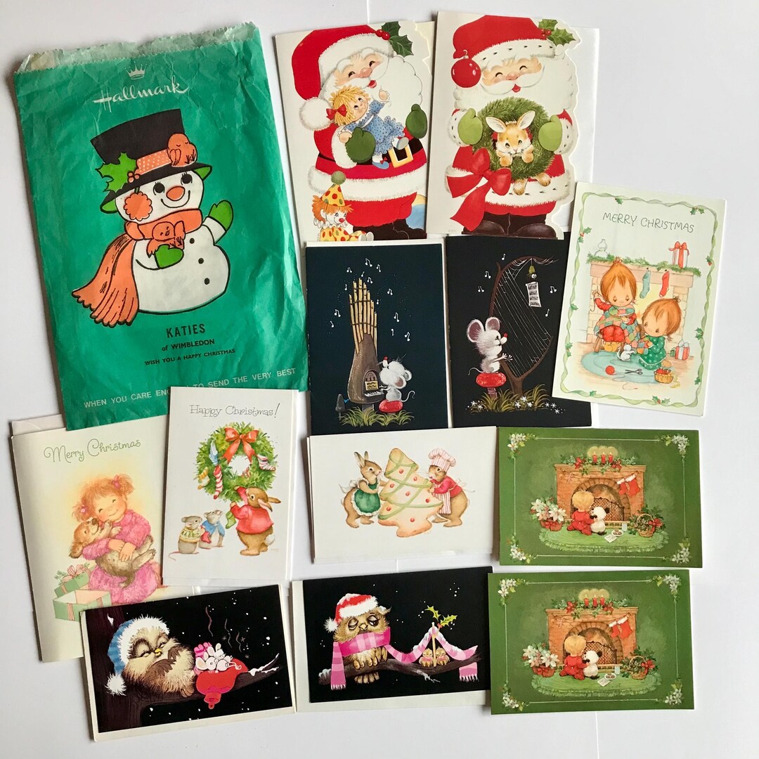Vintage Hallmark Christmas Cards and Paper Bag. - Etsy