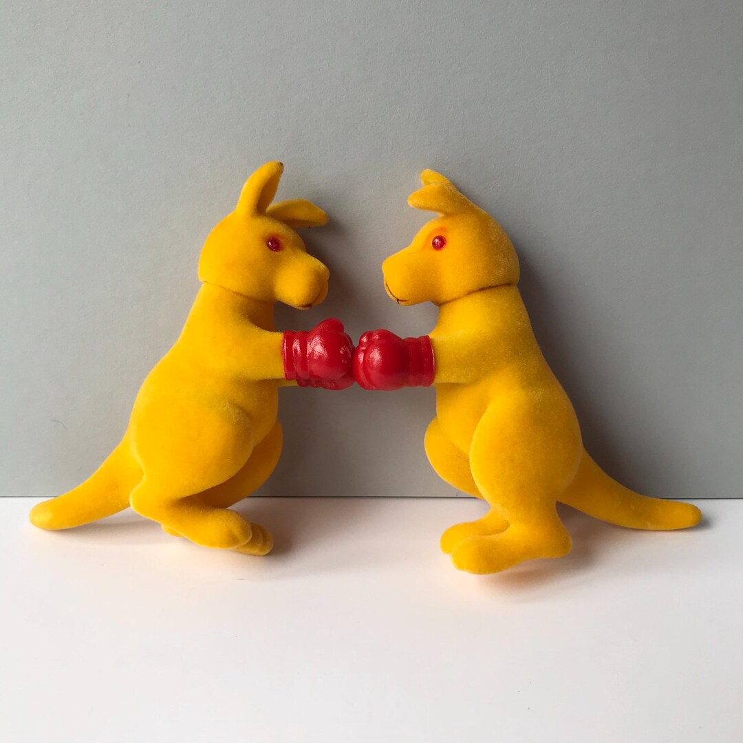Vintage Flocked Boxing Kangaroos Clip on Huggy Toys. - Etsy
