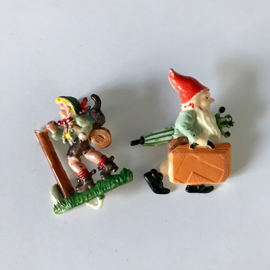 Vintage German Plastic Brooches, Gnomes, Pixies. - Etsy UK