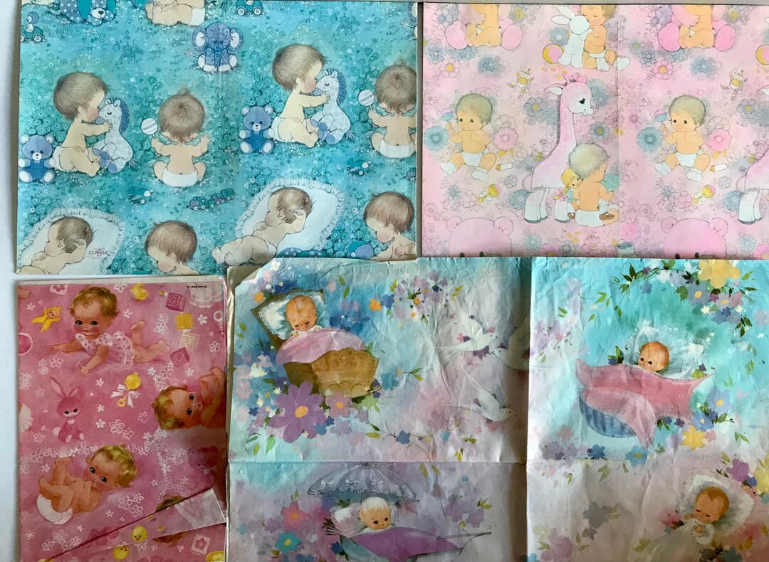 Vintage Baby Wrapping Paper Sheets. - Etsy