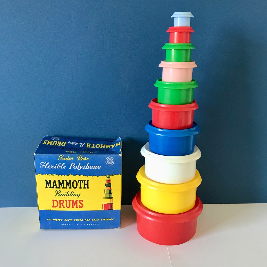 Vintage Stacking Toys Tudor Rose Mammoth Building Drums. - Etsy