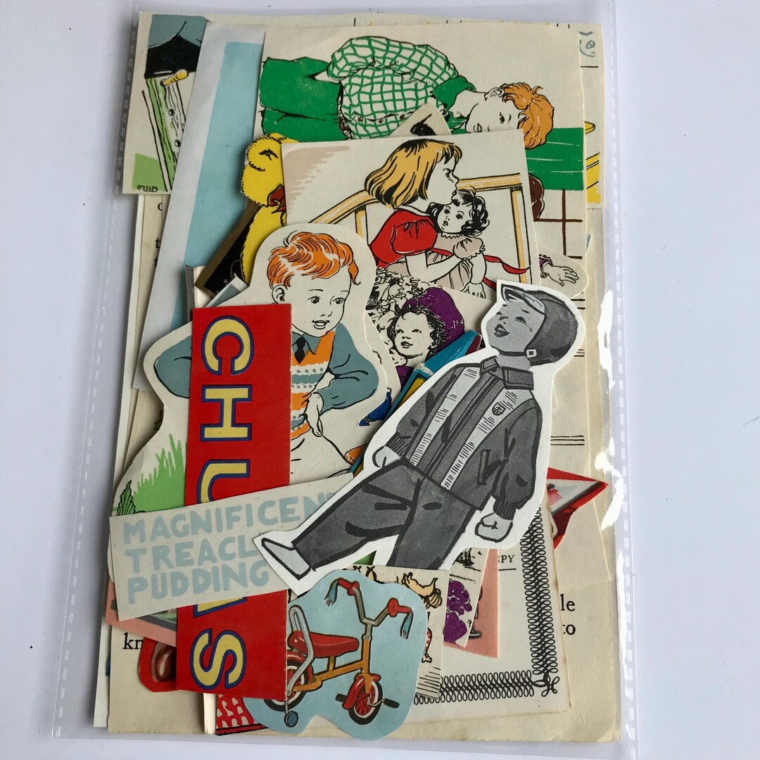 Vintage Scrap Paper Collage Pack, Children Illustrations. - Etsy