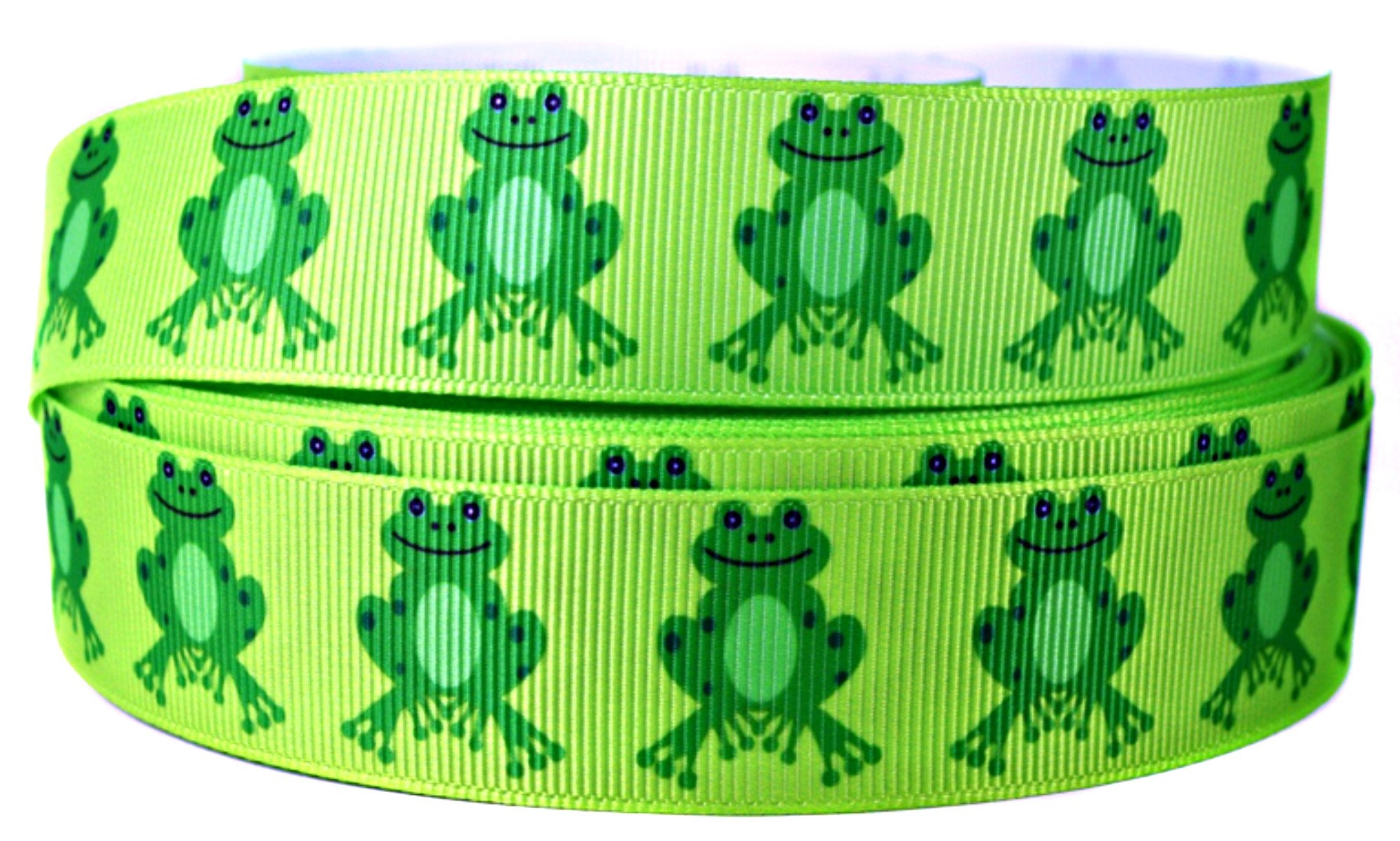 1 Frog Ribbon Frog Grosgrain Happy Frogs Printed | Etsy