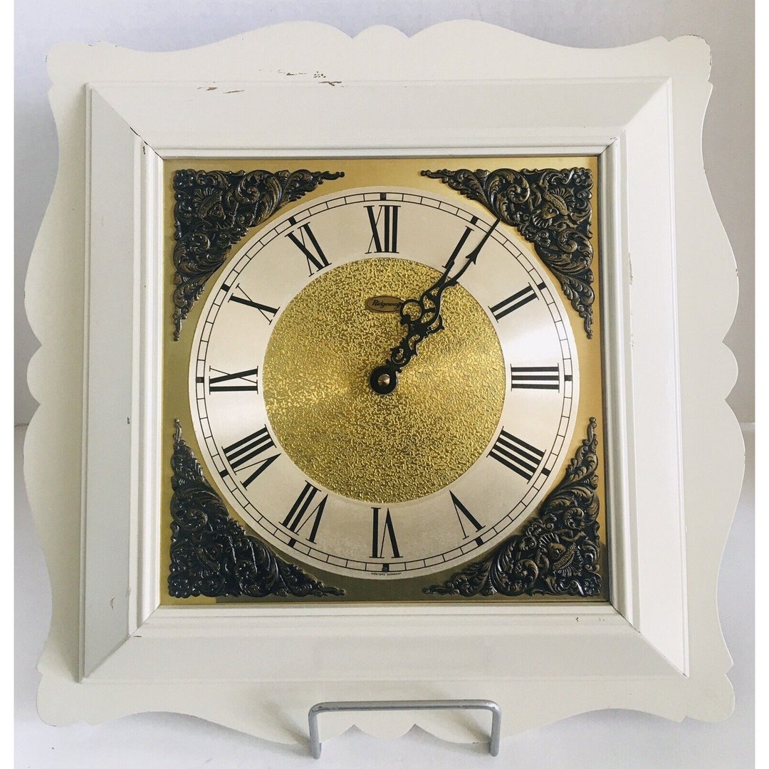 Vintage 1972 Ridgeway Wall Clock White Frame Gold Face Model 700 ...