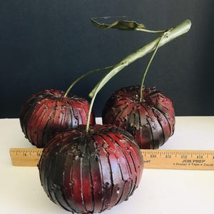 Metal Cherries on Stem Metal Sculpture Large - Etsy